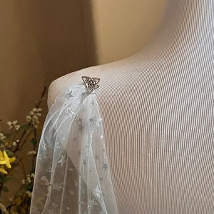 Viking Wedding Cape Veil, Silver Star Draped Bridal Cloak, Sparkly ...