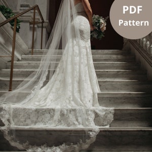 DIY Cathedral Length Lace Wedding Veil Pattern, Veil Sewing Pattern ...