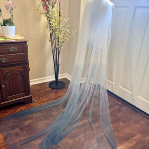 Something Blue Ombré Wedding Wing Set, Dark Blue to Ivory Cape Veil ...