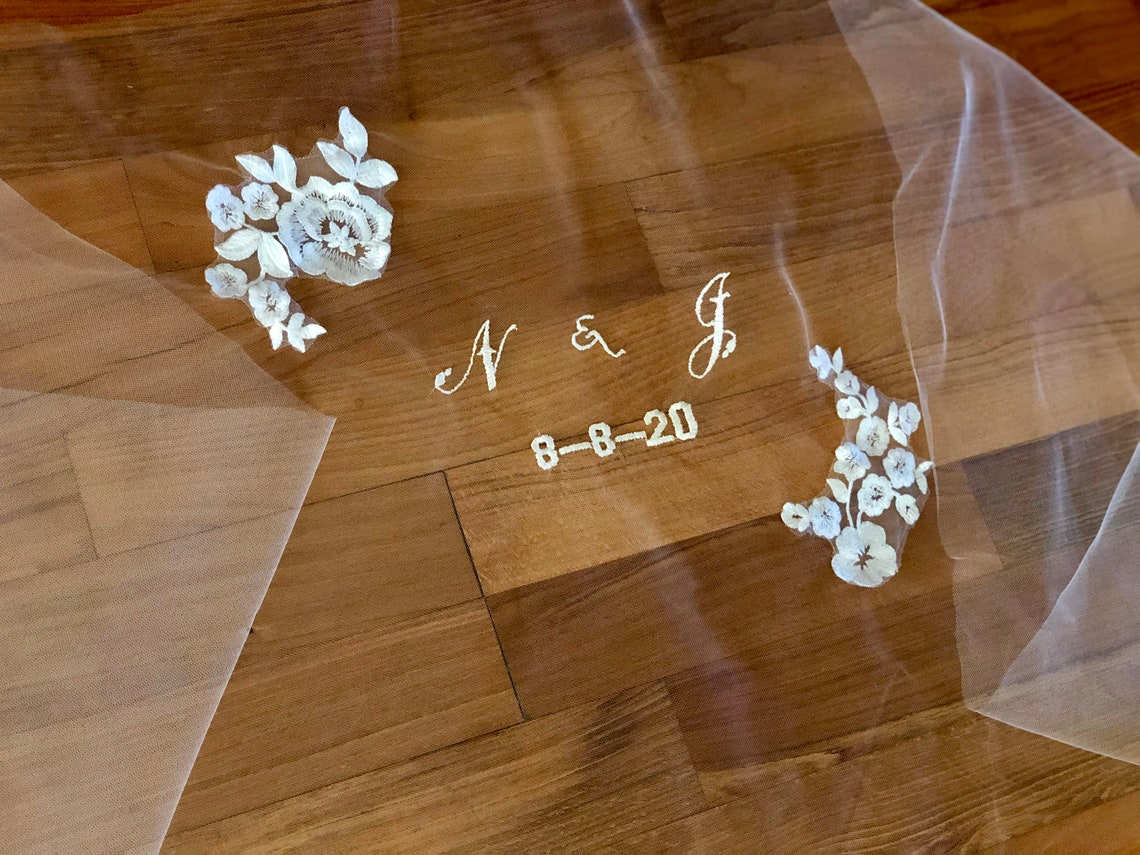 Custom Unity Veil With Monogrammed Embroidery Couple's | Etsy