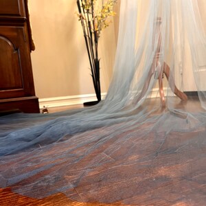 Something Blue Ombré Wedding Wing Set, Dark Blue to Ivory Cape Veil ...