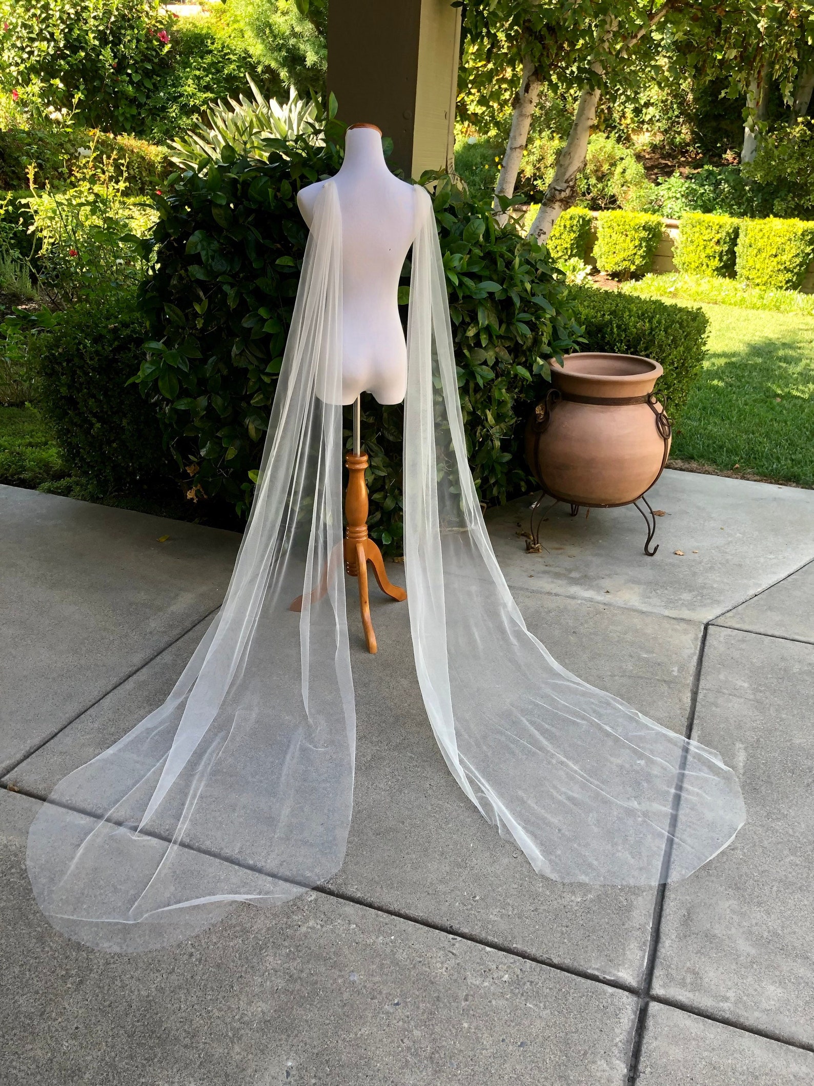 Removable Soft Silk Wedding Wings Wedding Cape Veil Cathedral Length ...