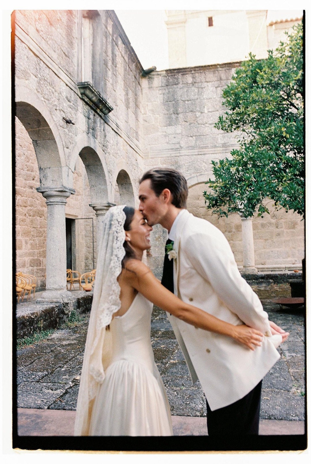 Ivory Lace Ankle Length Mantilla Wedding Veil, Traditional Italian ...