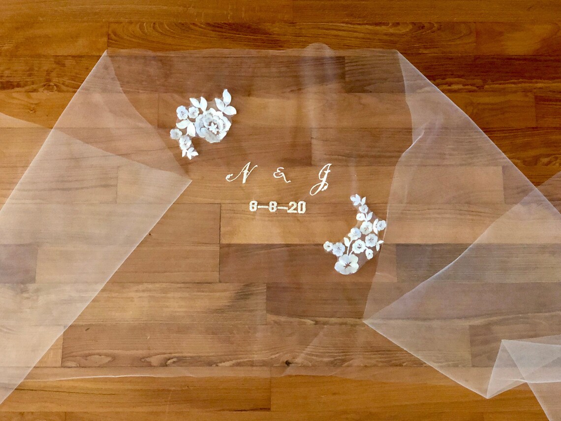 Custom Unity Veil With Monogrammed Embroidery Couple's | Etsy