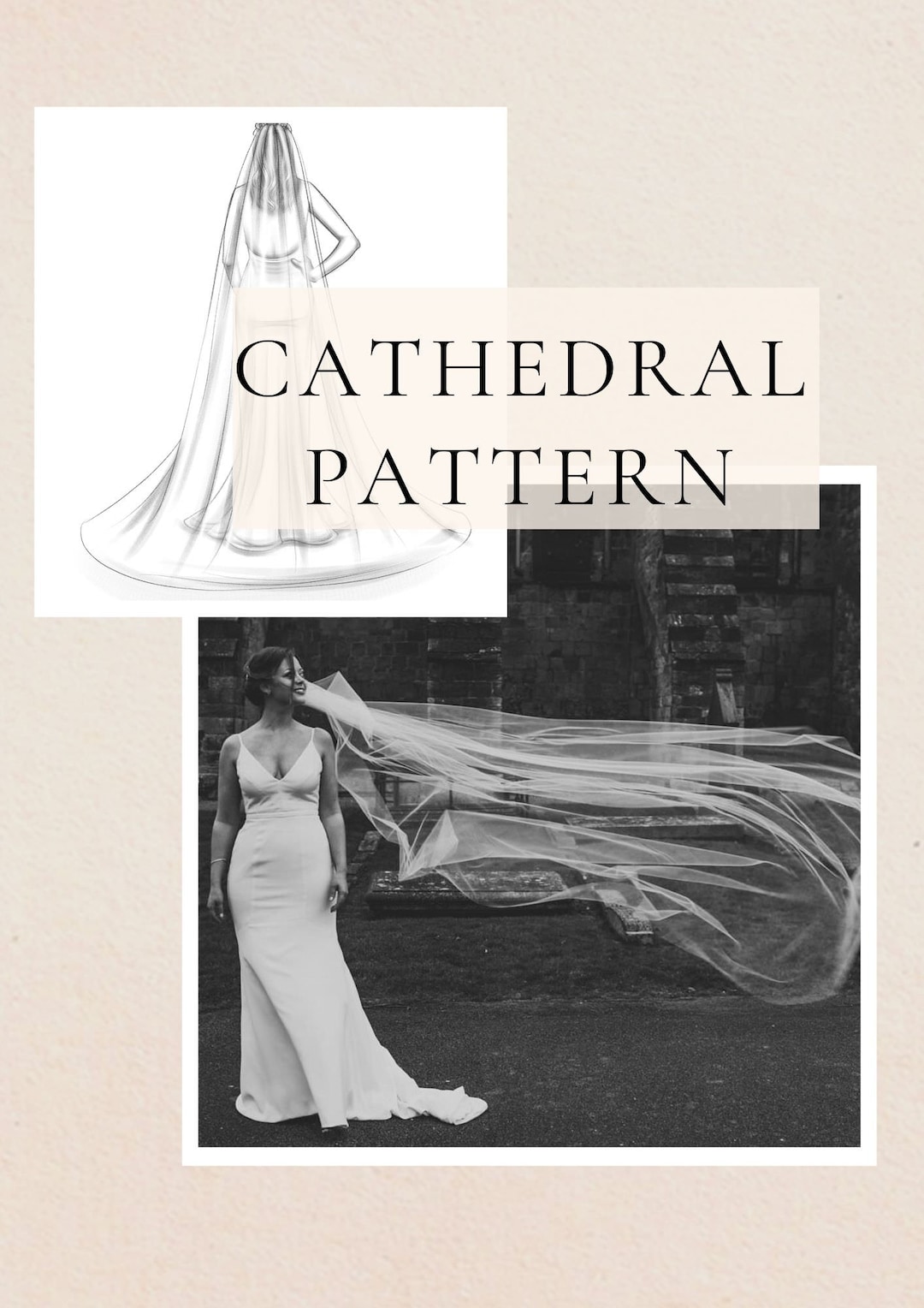 DIY Long Wedding Veil Pattern, Cathedral Bridal Veil Raw Edge Tutorial ...