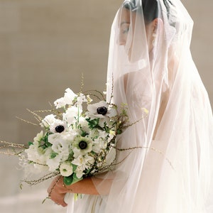 Diamond White Italian Silk Drop Wedding Veil, Cathedral Veil 108 Inches ...