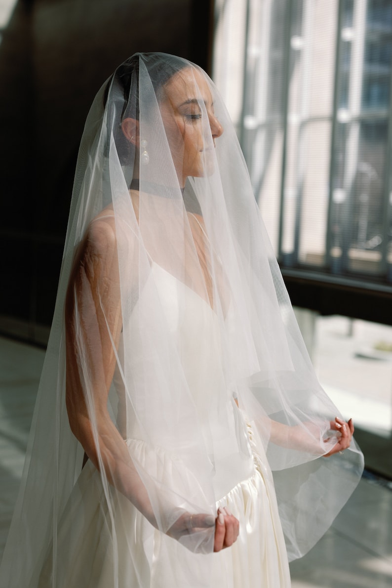 Diamond White Italian Silk Drop Wedding Veil Cathedral Veil - Etsy