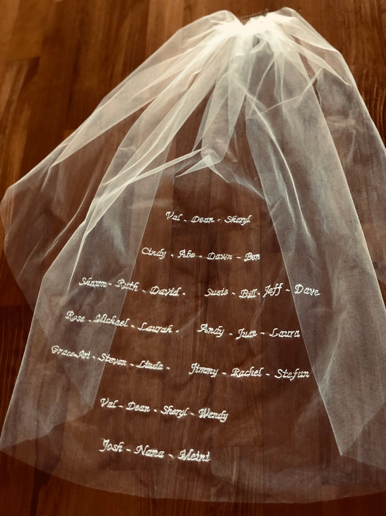Custom Name Embroidered Veil Monogrammed Short Flower Wedding Veil With ...