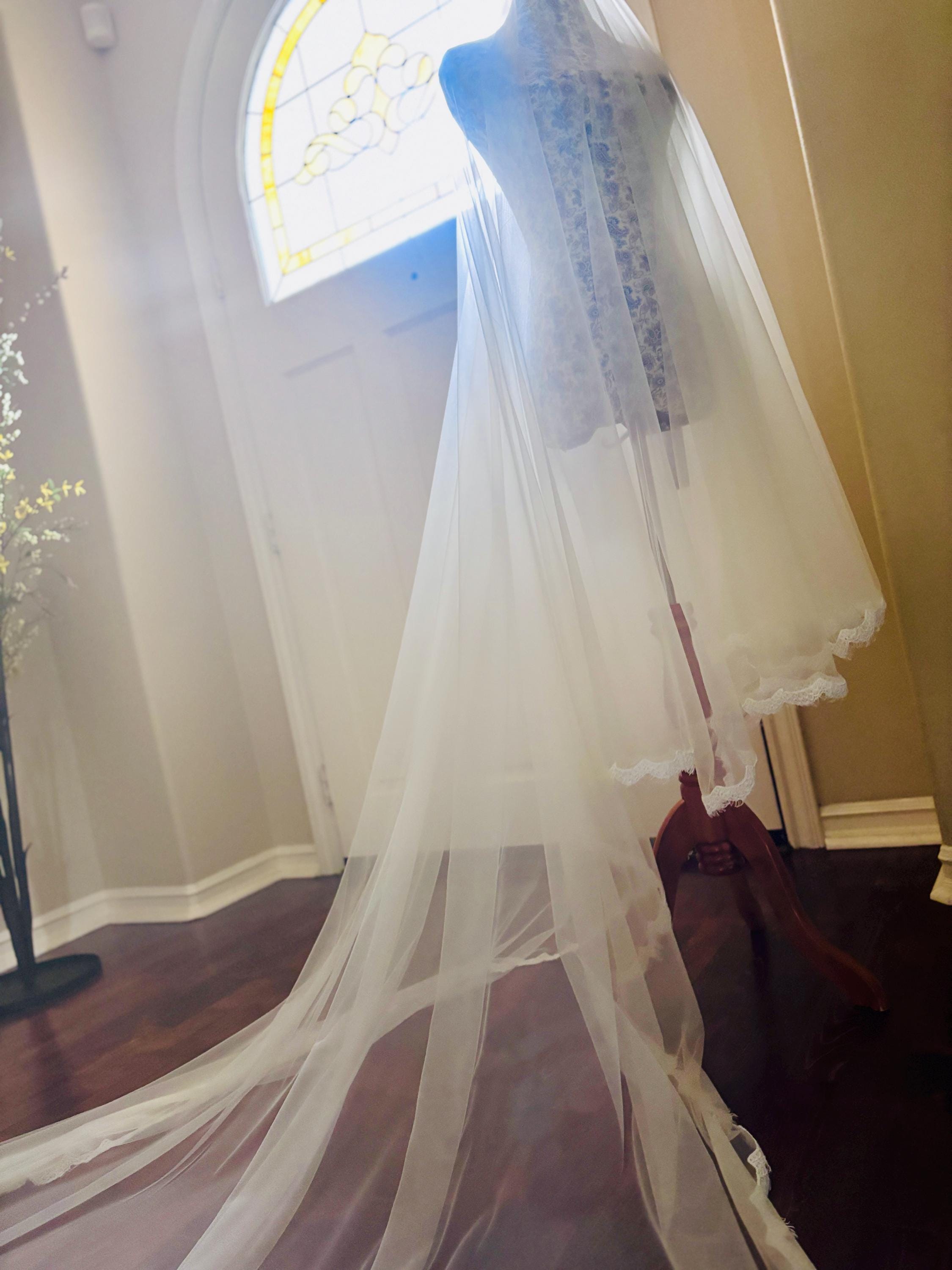 DIY Cathedral Drop Bridal Veil Pattern, Make Your Own Long Lace Blusher ...