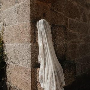 Ivory Lace Ankle Length Mantilla Wedding Veil, Traditional Italian ...