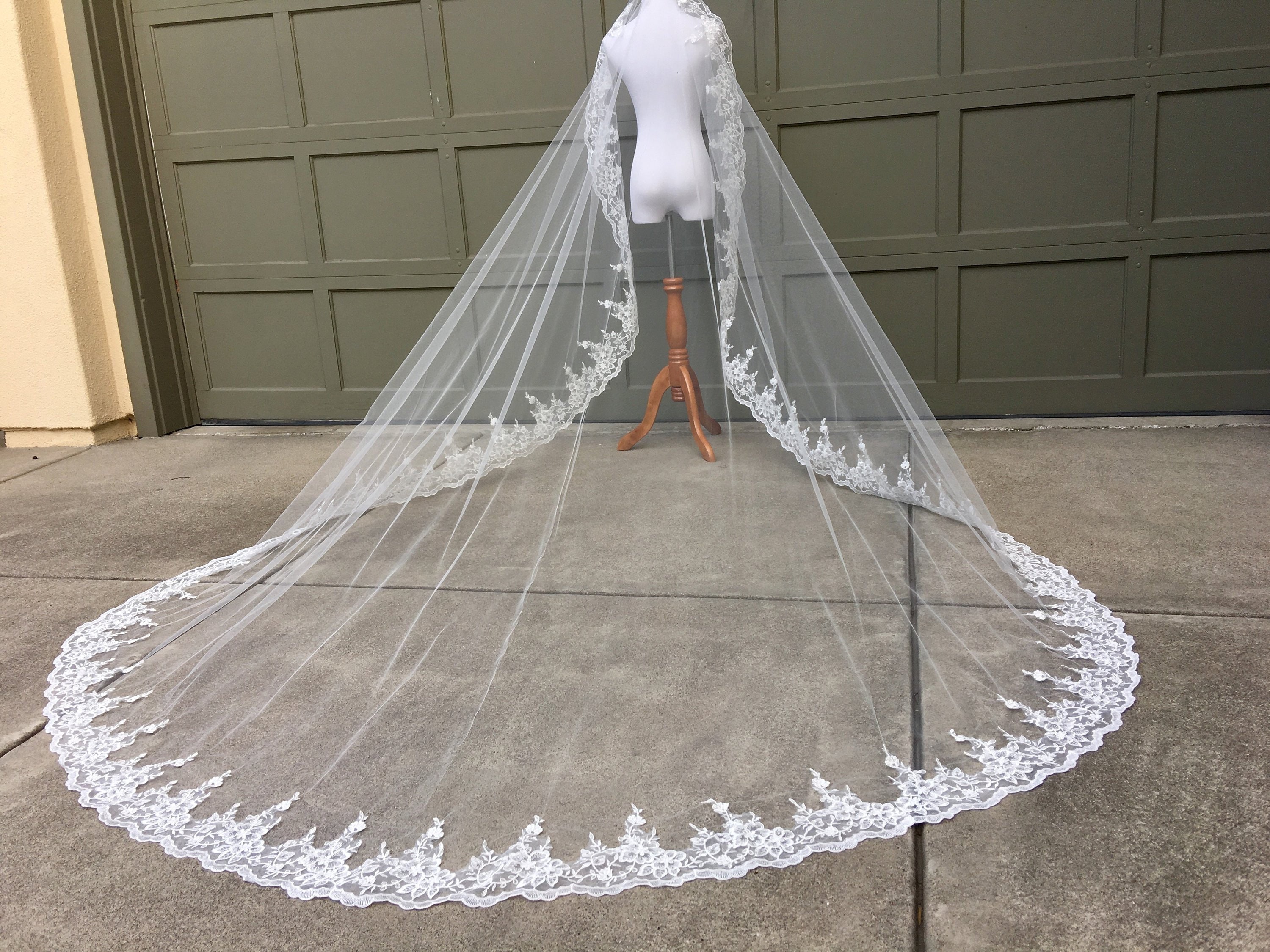 Mantilla Cathedral Wedding Veil Dramatic All Lace Veil | Etsy