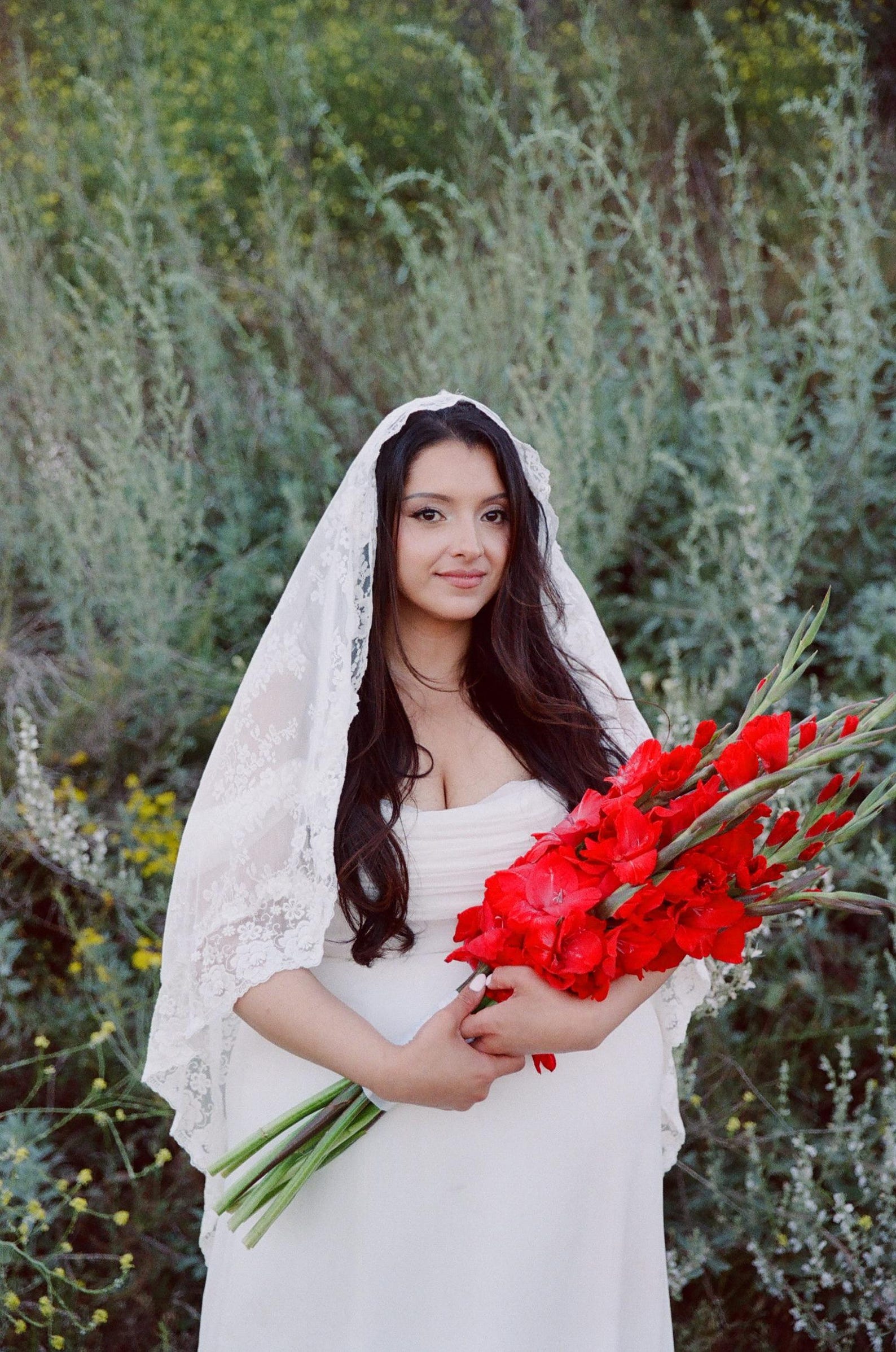 Ivory Lace Ankle Length Mantilla Wedding Veil, Traditional Italian ...