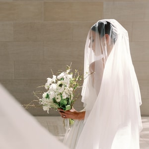 Diamond White Italian Silk Drop Wedding Veil, Cathedral Veil 108 Inches ...