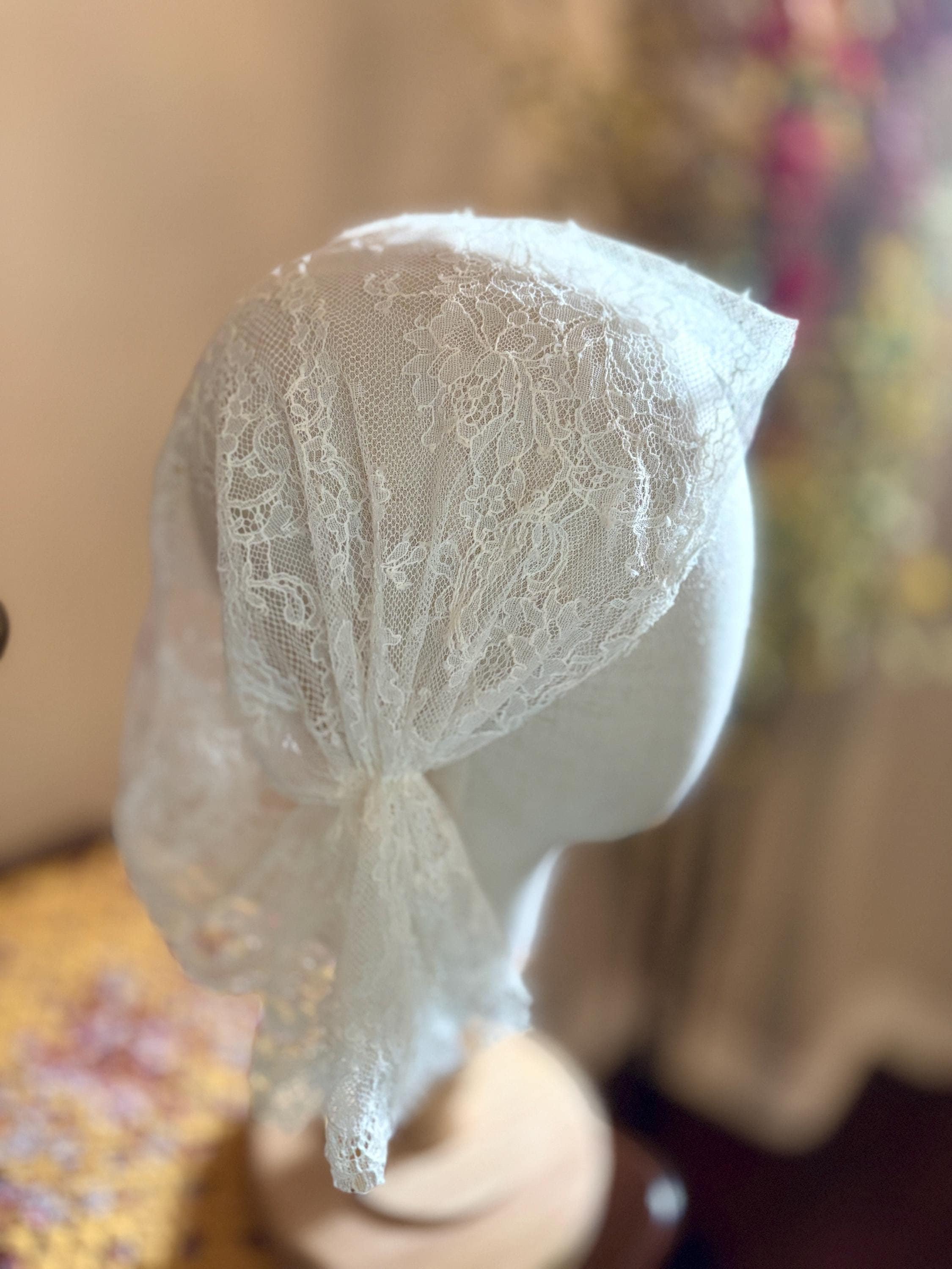 Retro Chantilly Lace Hair Cap, Juliet Style Soft Head Cover for Vintage ...