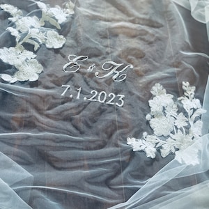 Catholic Unity Veil, Monogram Embroidered Initials Wedding Date ...
