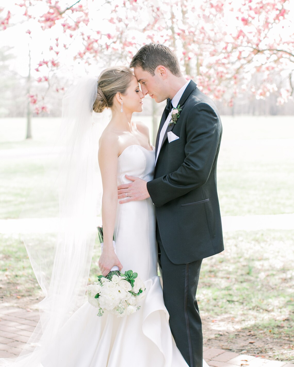 Modern Simple Cathedral Wedding Veil With Blusher Cut Edge Veil Double ...
