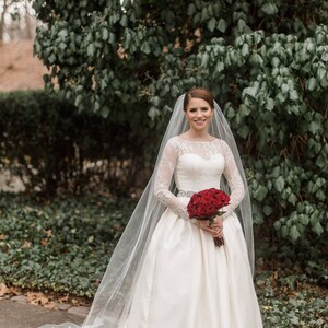 108 Inch Lace Cathedral Veil, Eyelash Lace Wedding Veil, Beaded Veil ...