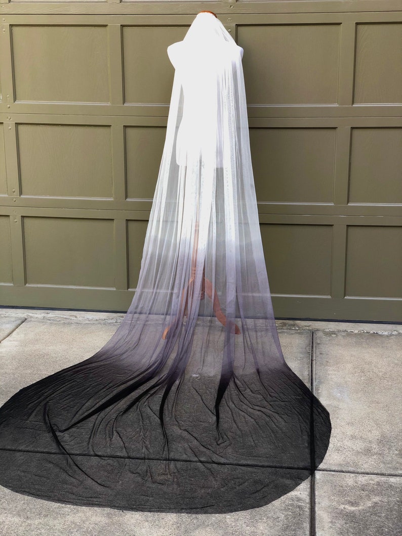 Black Charcoal Ombré Dyed Wedding Veil English Net Veil - Etsy