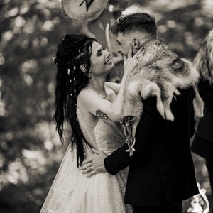 Norse Wedding Cape Veil, Silver Viking Draped Bridal Cloak, Star Floor ...