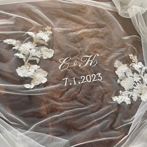 Catholic Unity Veil Monogram Embroidered Initials Wedding - Etsy