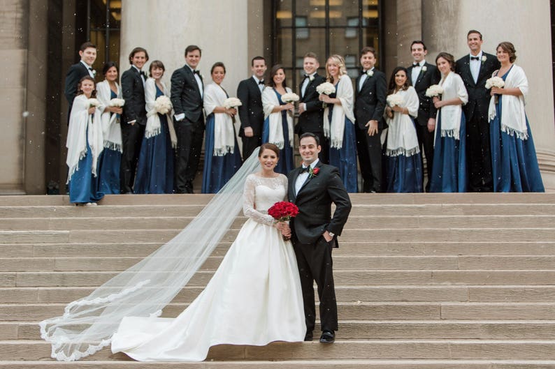 108 Inch Lace Cathedral Veil, Eyelash Lace Wedding Veil, Beaded Veil ...