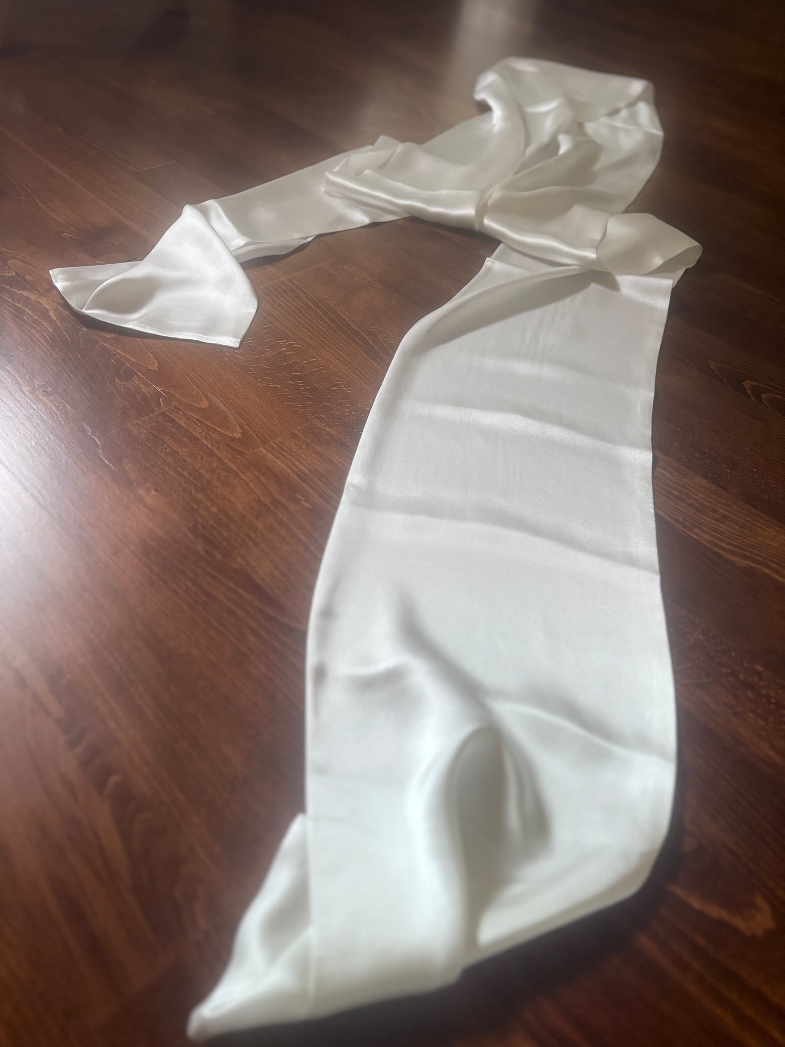 White Thin Pure Silk Satin Bridal Scarf for Shower / Reception, Long ...