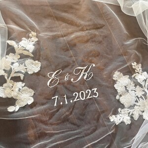 Catholic Unity Veil, Monogram Embroidered Initials Wedding Date ...