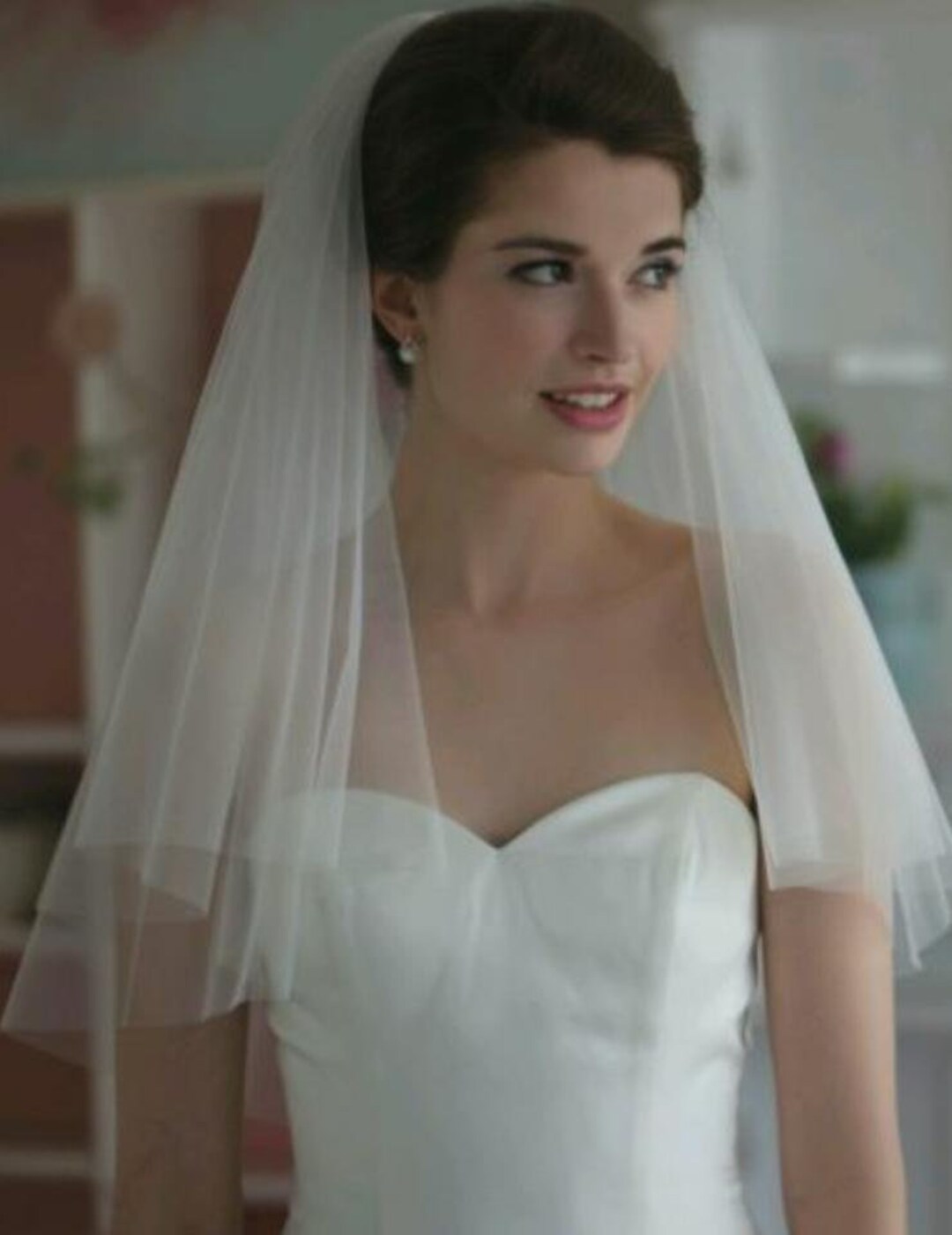2 Tier Short Veil 1950s Bridal Veil Elbow Length Wedding Veil With ...