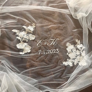 Catholic Unity Veil, Monogram Embroidered Initials Wedding Date ...