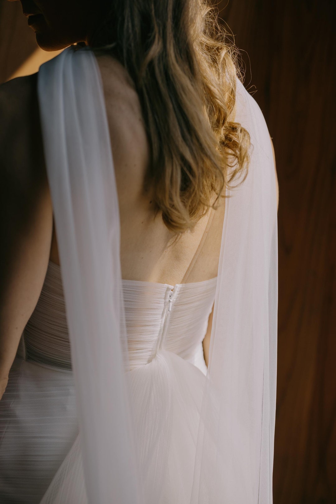 Soft Tulle Bridal Scarf for Strapless Wedding Dress, Floor Length ...