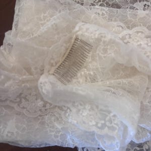 Ivory Lace Ankle Length Mantilla Wedding Veil, Traditional Italian ...
