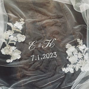 Catholic Unity Veil, Monogram Embroidered Initials Wedding Date ...