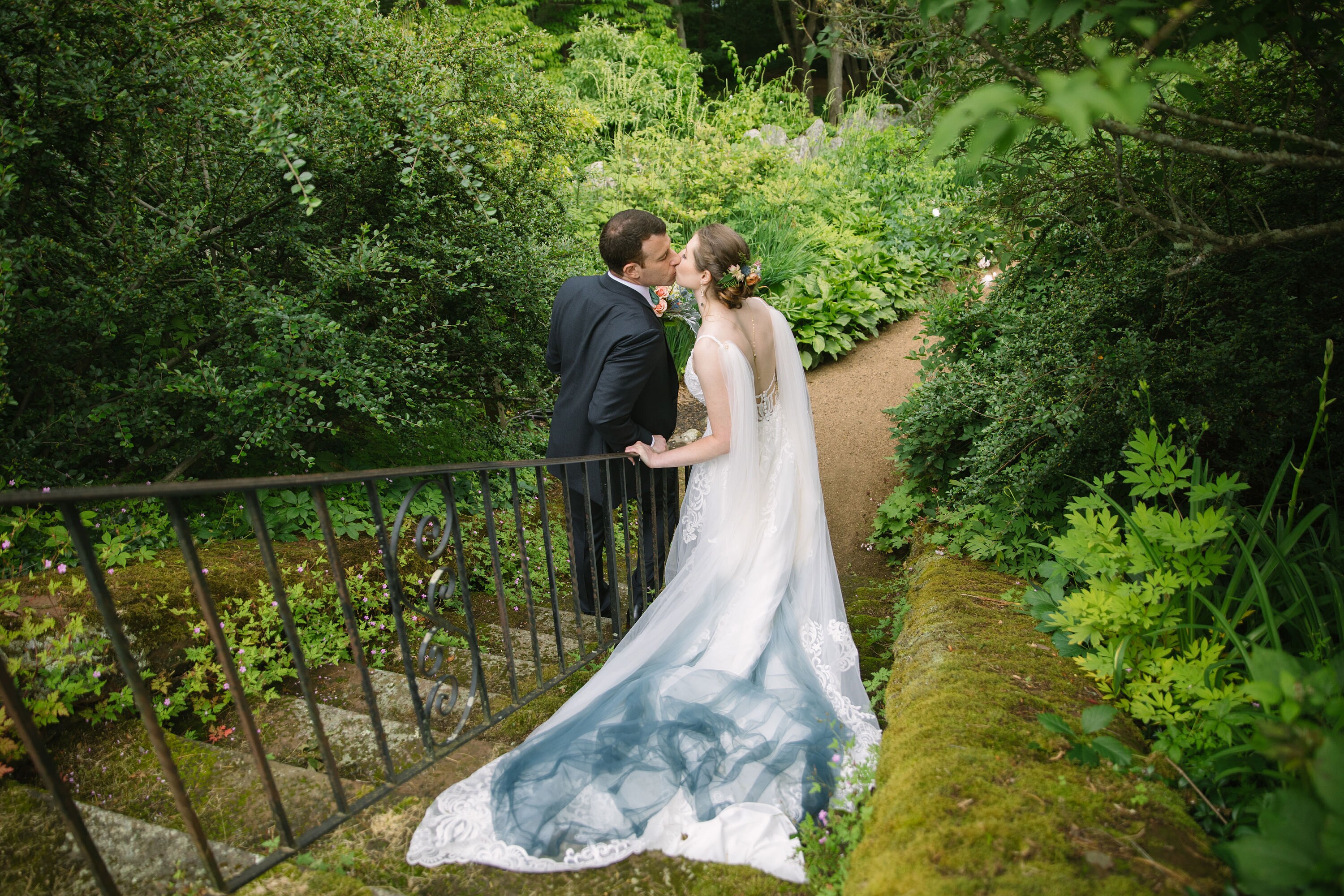 Something Blue Ombré Wedding Wing Set, Dark Blue to Ivory Cape Veil ...