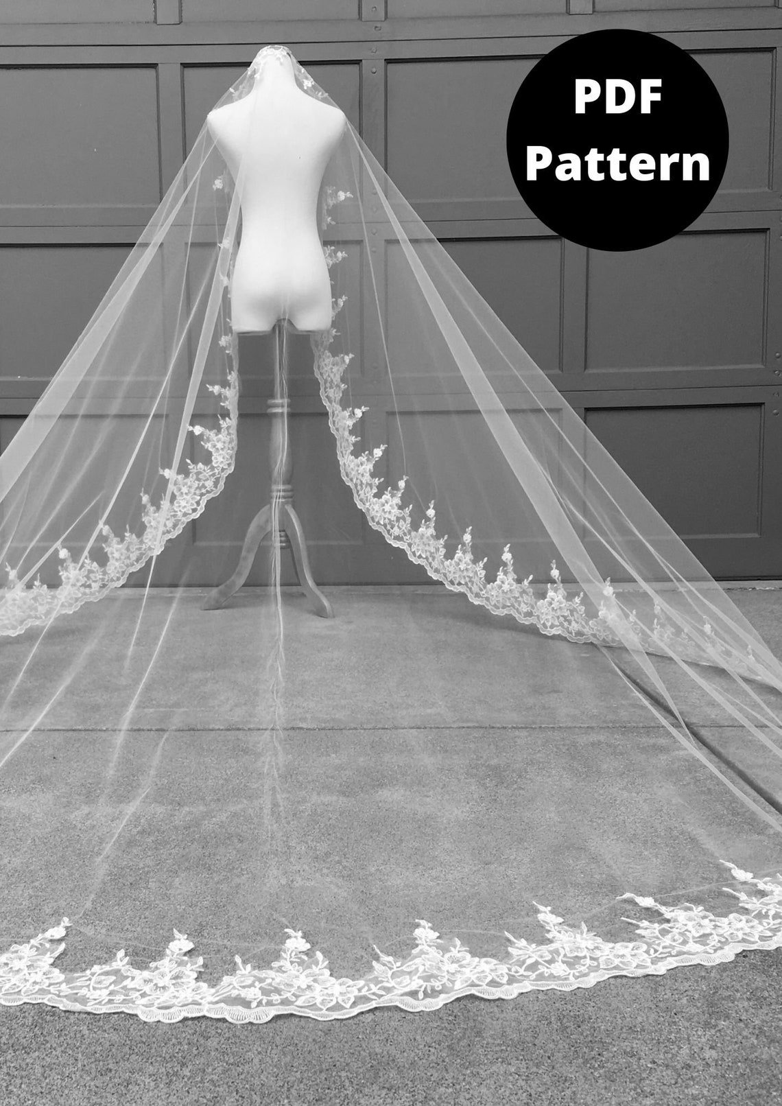 DIY Cathedral Drop Bridal Veil Pattern, Make Your Own Long Lace Blusher ...