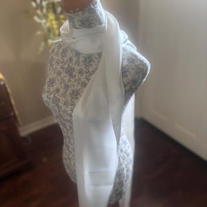 White Silk Satin Bridal Scarf for Wedding, Chapel Length 120 - 140 Inch ...