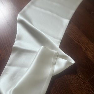 White Silk Satin Bridal Scarf for Wedding, Chapel Length 120 - 140 Inch ...