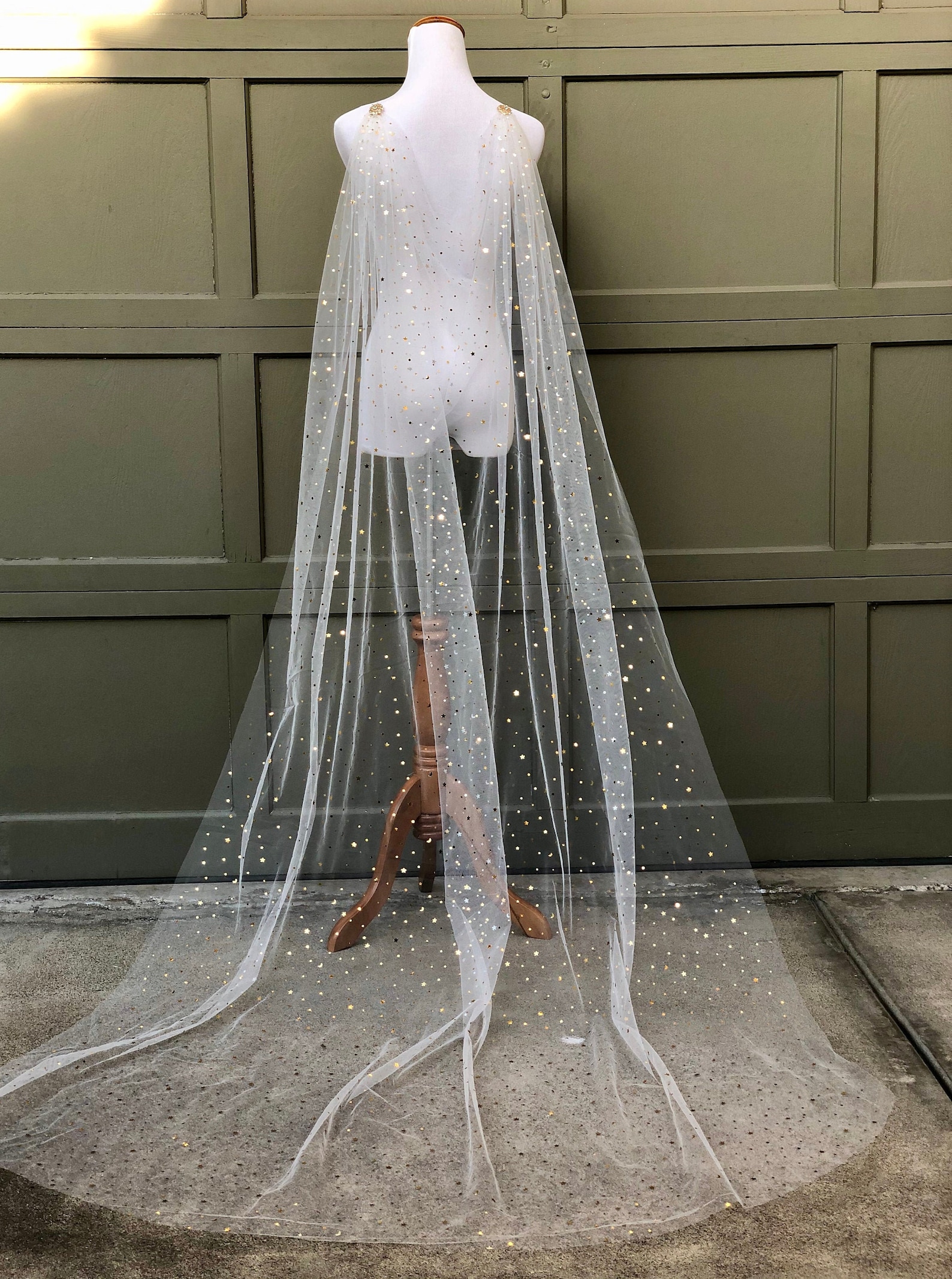 Star and Moon Celestial Wedding Cape Veil Sparkly Draped Cape - Etsy