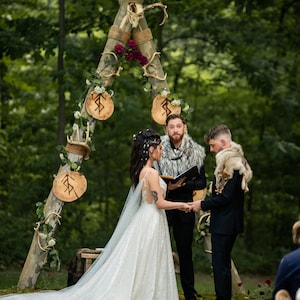 Norse Wedding Cape Veil, Silver Viking Draped Bridal Cloak, Star Floor ...