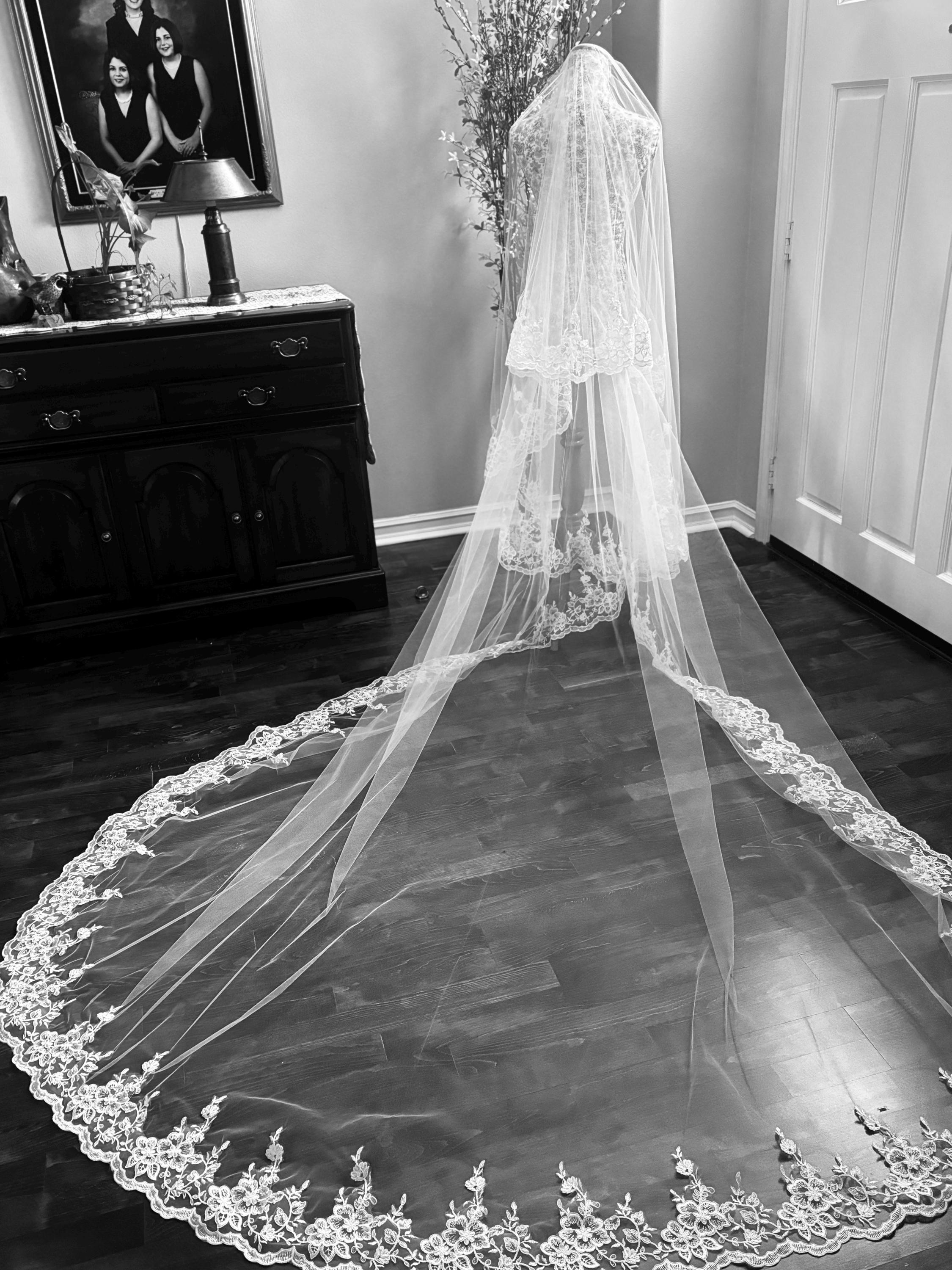 DIY Cathedral Drop Bridal Veil Pattern, Make Your Own Long Lace Blusher ...