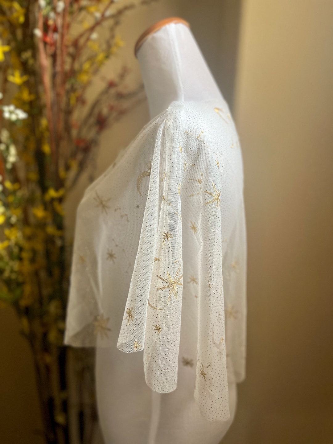 Gold Star + Constellation Celestial Capelet, Wedding Bolero Cape for ...