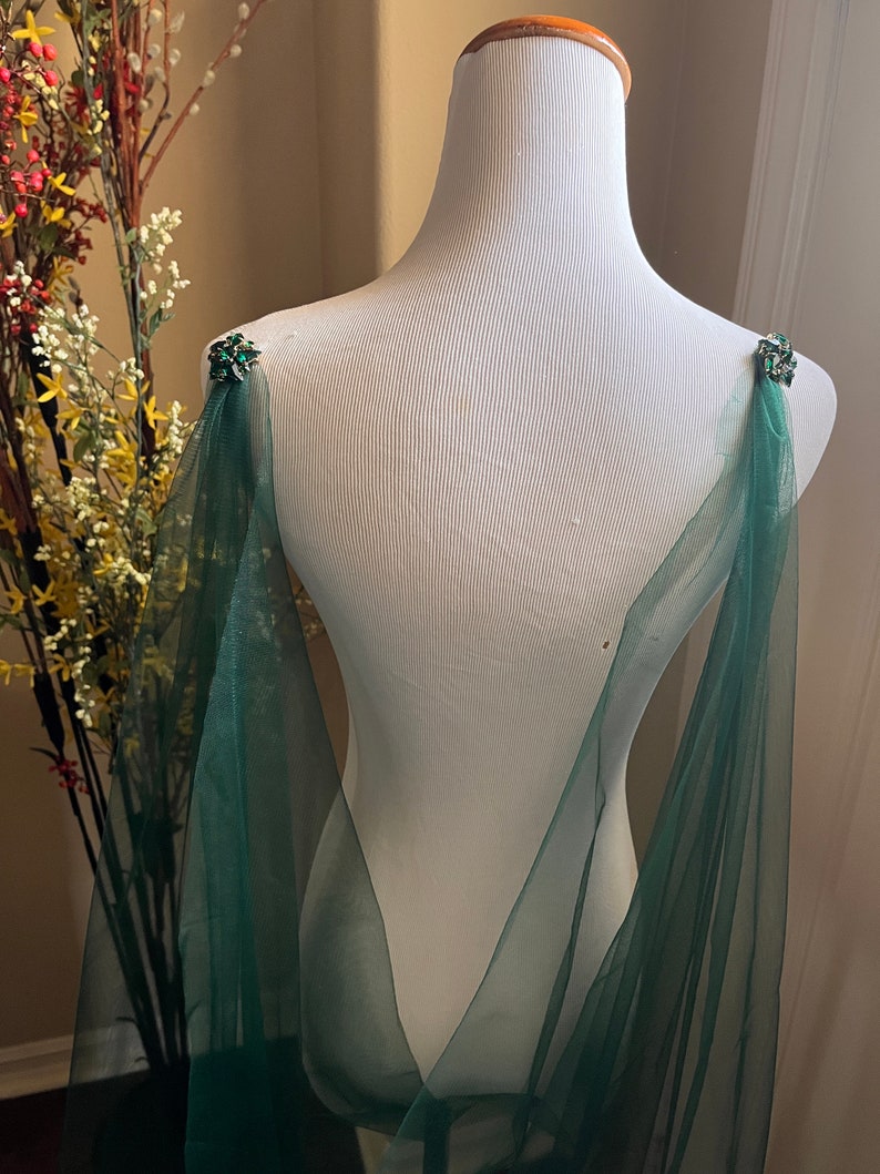 Emerald Green Draped Bridal Cape Shoulder Wedding Wrap Long Cathedral ...