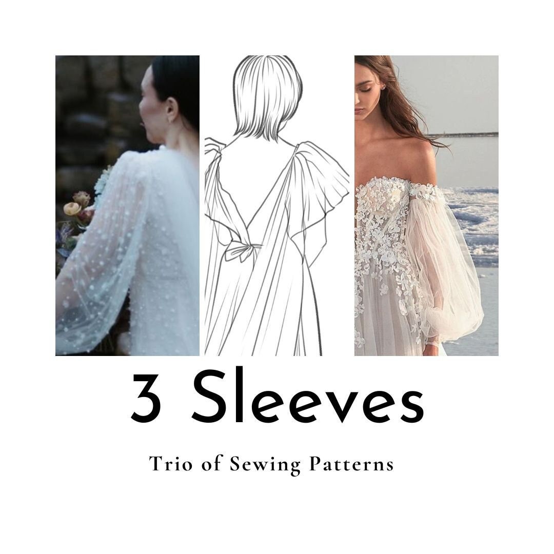 Trio of Sleeve Sewing Patterns, DIY Puffy Sleeves Bundle, Long and ...