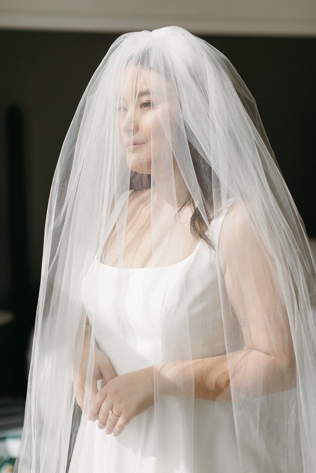 Elegant Extra Full Veil Cathedral Length Veil With Blusher Cut Veil for ...