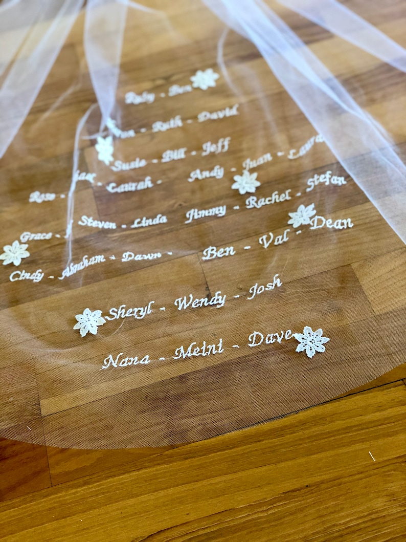 Custom Name Embroidered Veil Monogrammed Short Flower Wedding Veil With ...