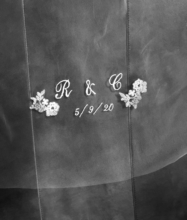 Custom Embroidered Name Patch Appliqué on Tulle, Wedding Veil Sew on ...