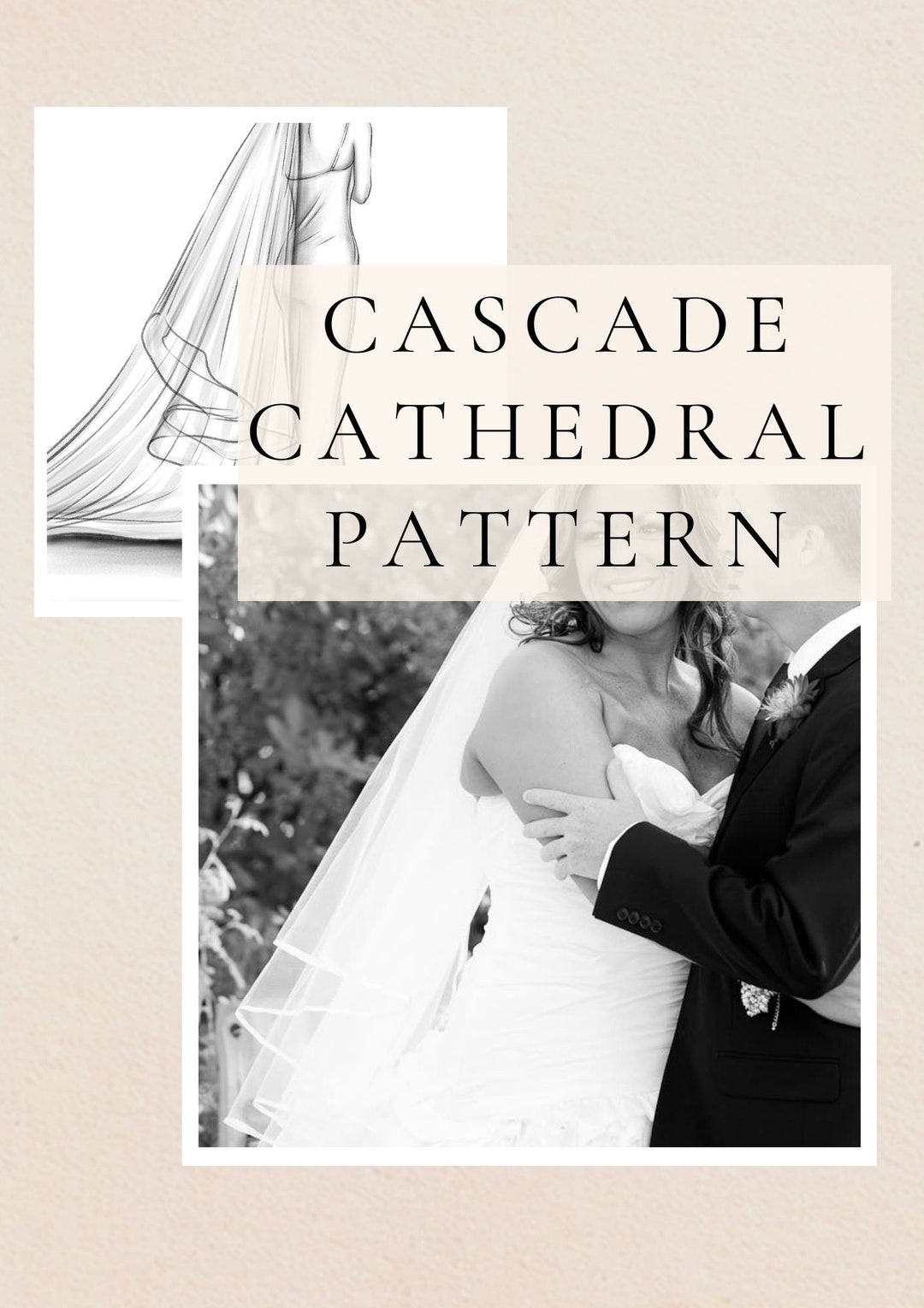 Cascade Cathedral Wedding Veil Pattern, DIY Waterfall Bridal Veil ...