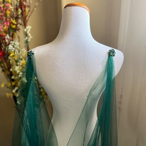 Emerald Green Draped Bridal Cape Shoulder Wedding Wrap Long Cathedral ...