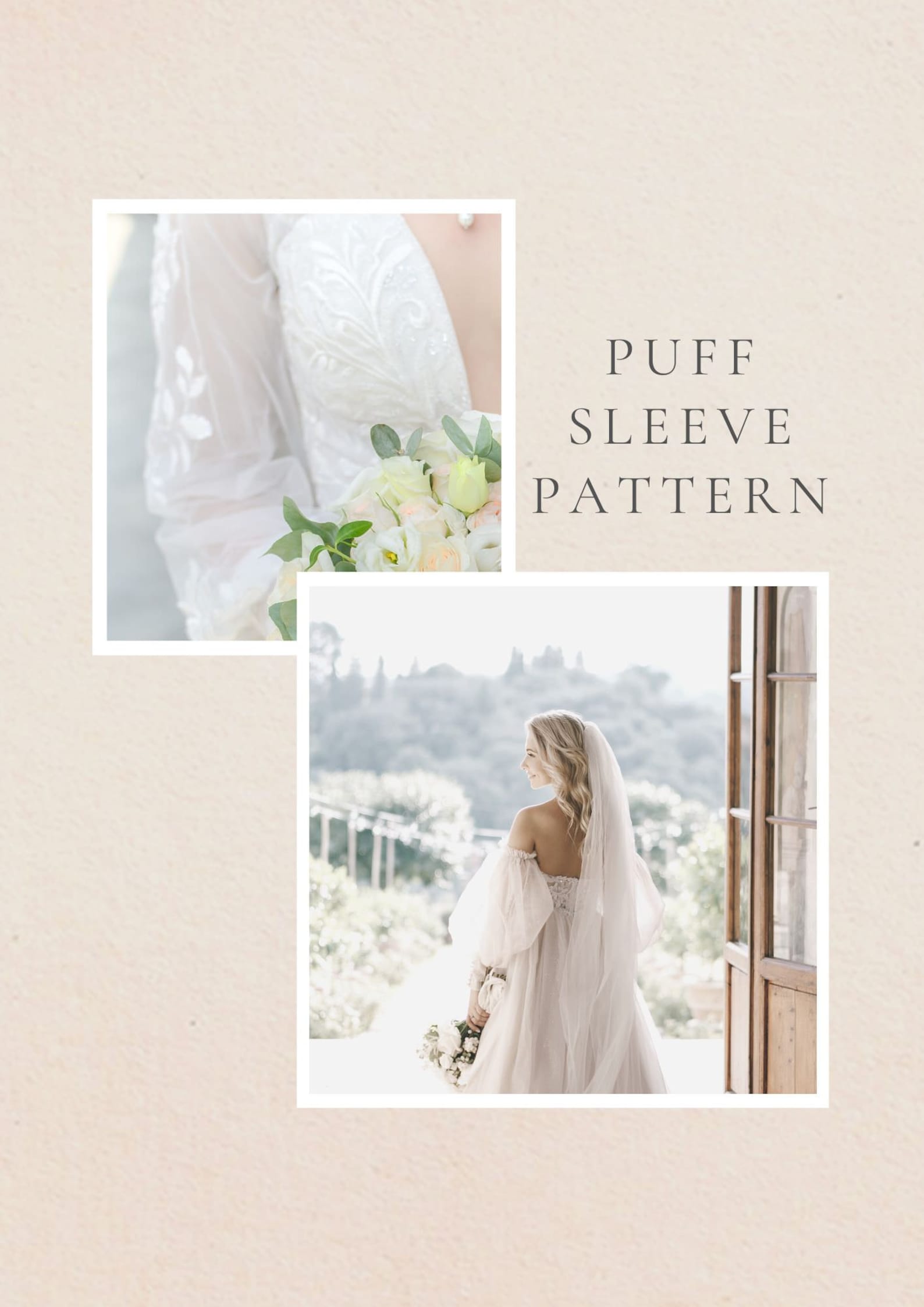 Off the Shoulder See Through Puff Wedding Sleeve Pattern, DIY Tulle ...