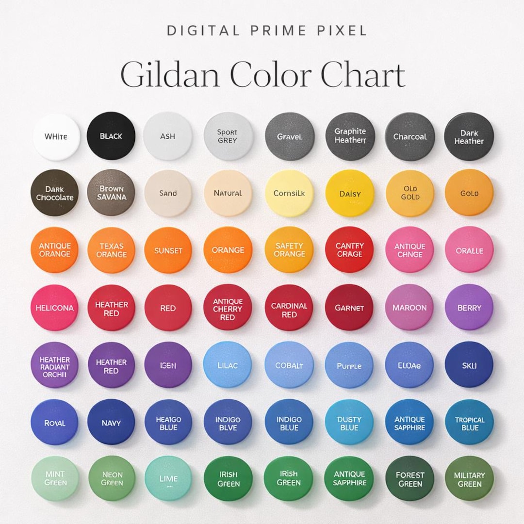 Gildan Color Chart, Gildan 5000 Color Chart, Gildan 2000 Color Chart ...