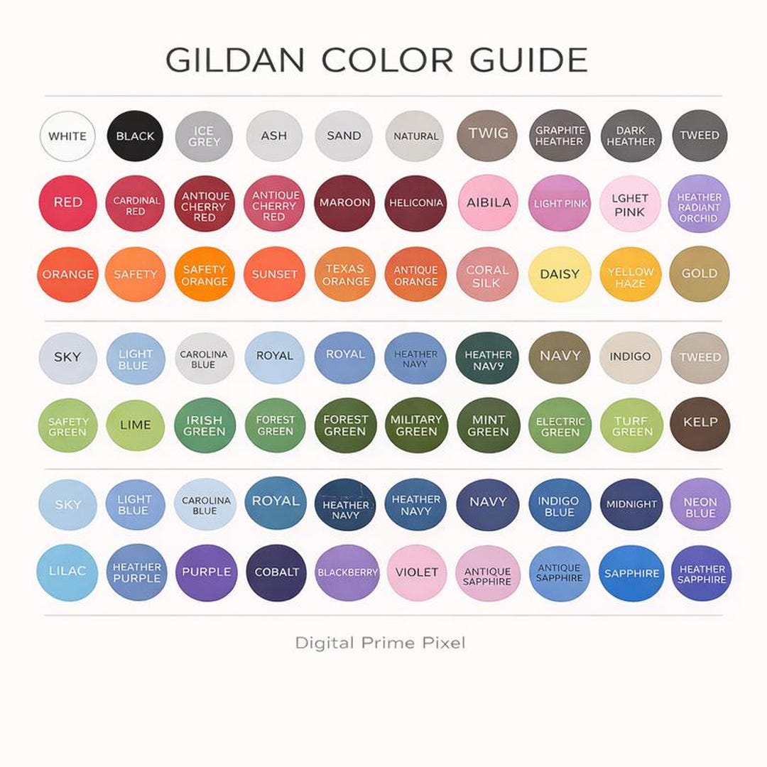 Gildan Color Chart: Gildan 5000 Color Chart,G500 Color Chart,Gildan ...